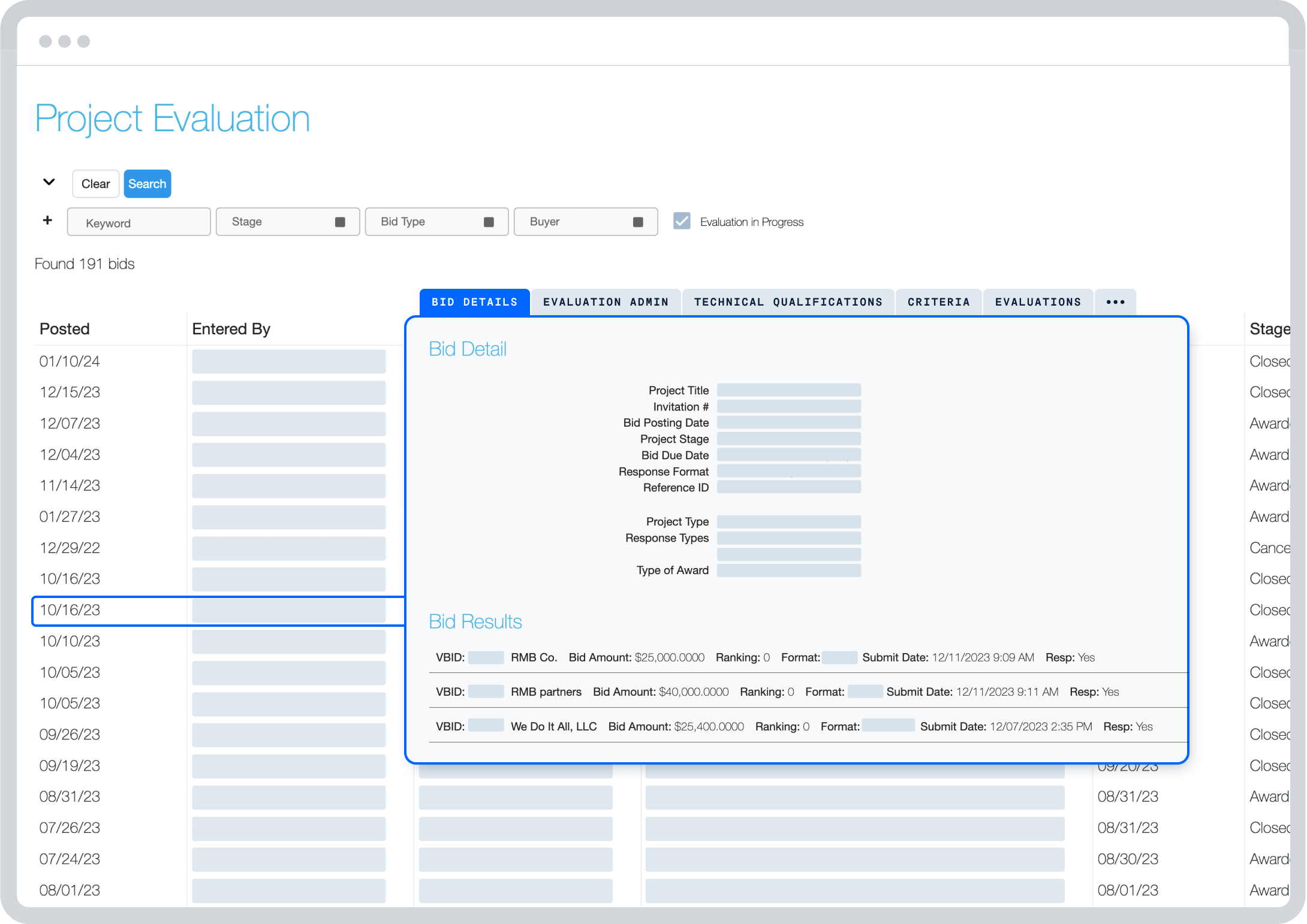 Project Evaluation with PlanetBids